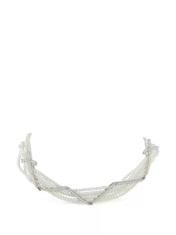 RAYMOND C. YARD Diamond And Pearl Five-strand Necklace - Silver