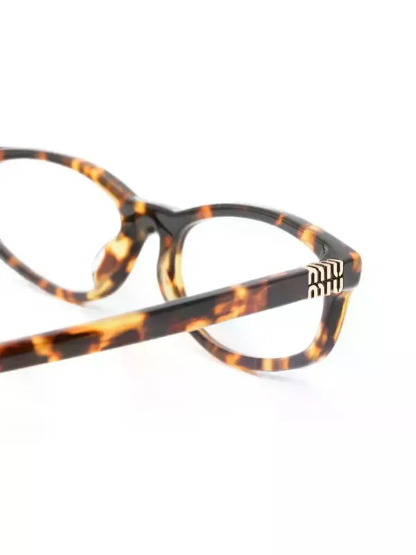 Miu Miu Tortoiseshell Effect Oval-frame Glasses