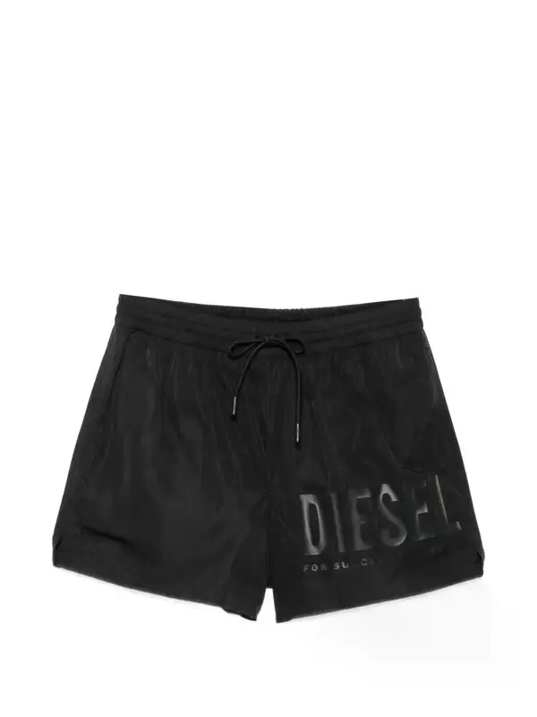 DIESEL® Logo Print Drawstring Swim Shorts - Black