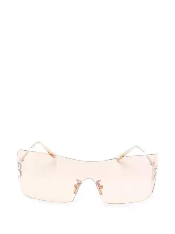 Miu Miu Logo-plaque Rimless Sunglasses - Silver