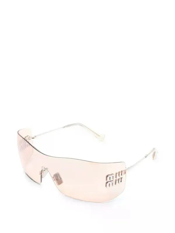 Miu Miu Logo-plaque Rimless Sunglasses - Silver