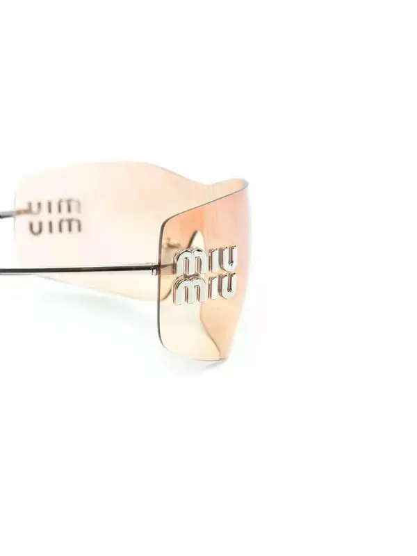 Miu Miu Logo-plaque Rimless Sunglasses - Silver