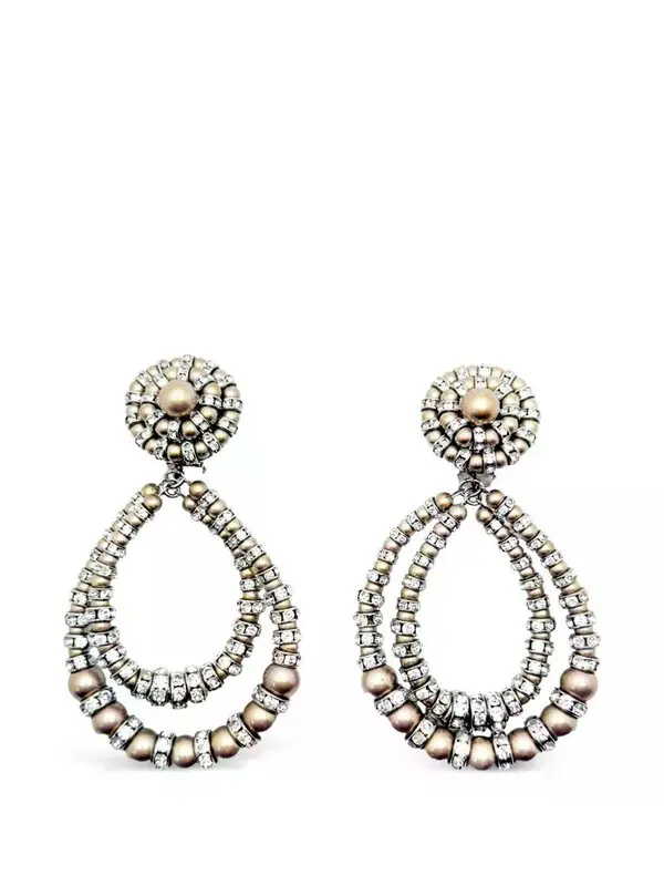JENNIFER GIBSON JEWELLERY 1950s French Rondelle Hoop Earrings - Silver
