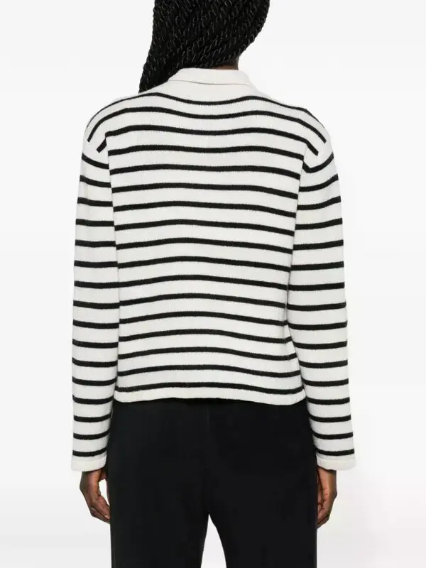 FORTE_FORTE Striped Button-up Cardigan With Shawl Collar