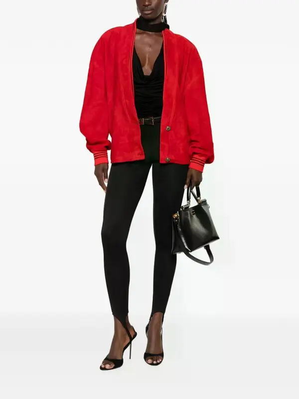 Versace Suede Finish Striped Trim Jacket