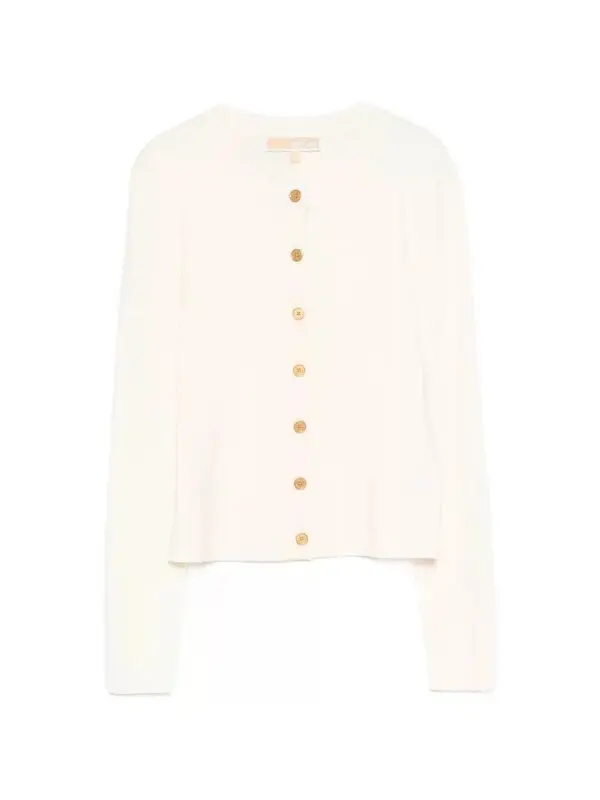 Michael Kors Button-up Ribbed Cardigan - Neutrals