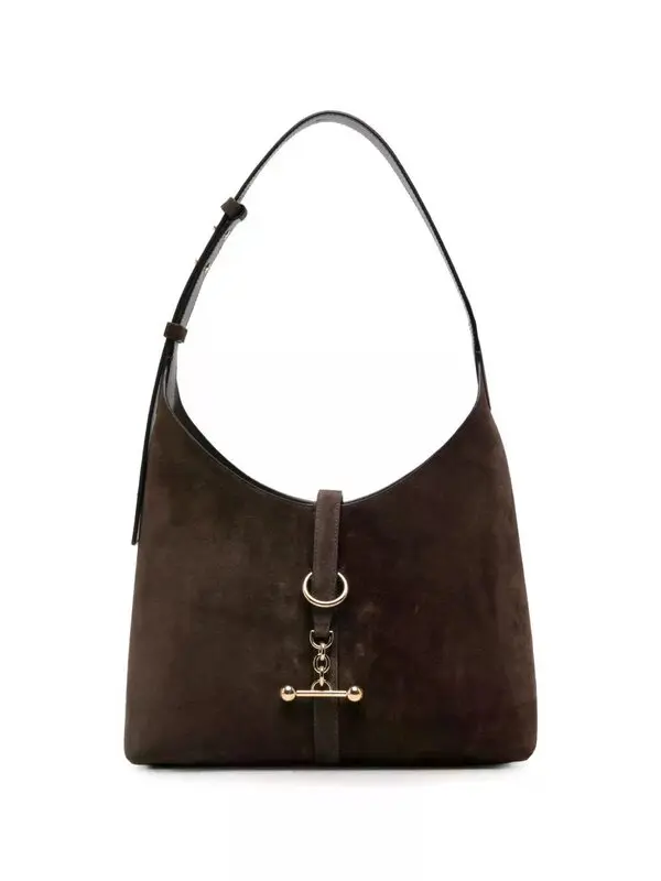 Strathberry Bar Detail Suede Shoulder Bag - Brown