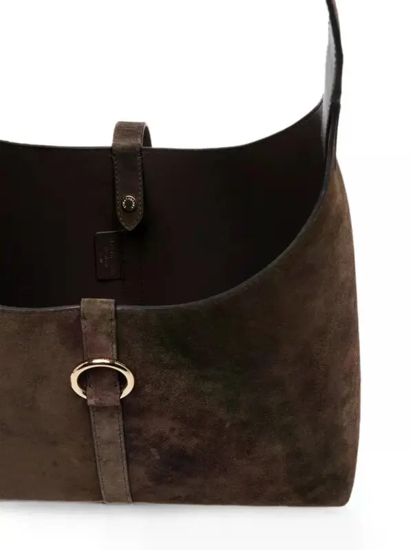 Strathberry Bar Detail Suede Shoulder Bag - Brown