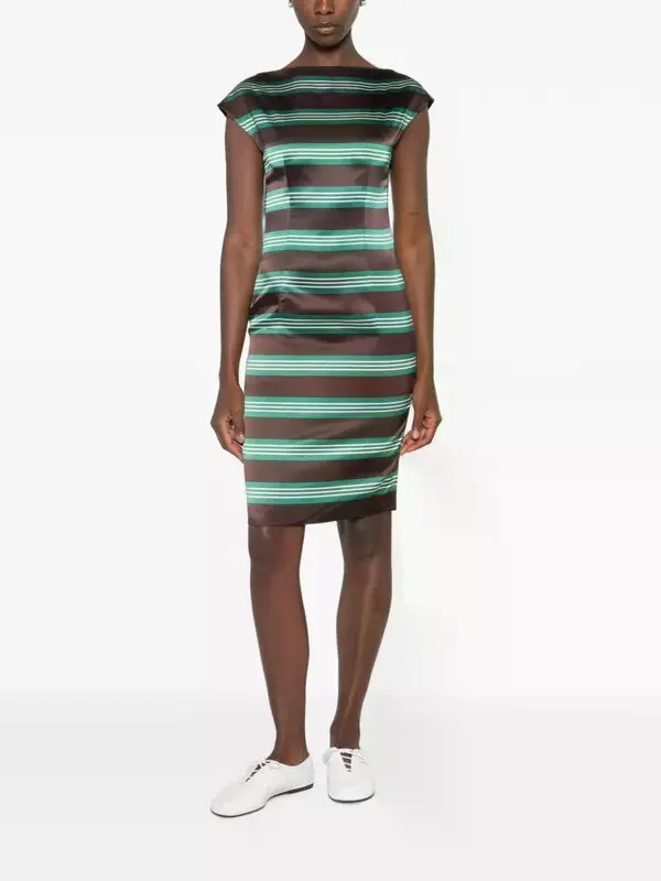 Prada Horizontal Stripe Sleeveless Mini Dress