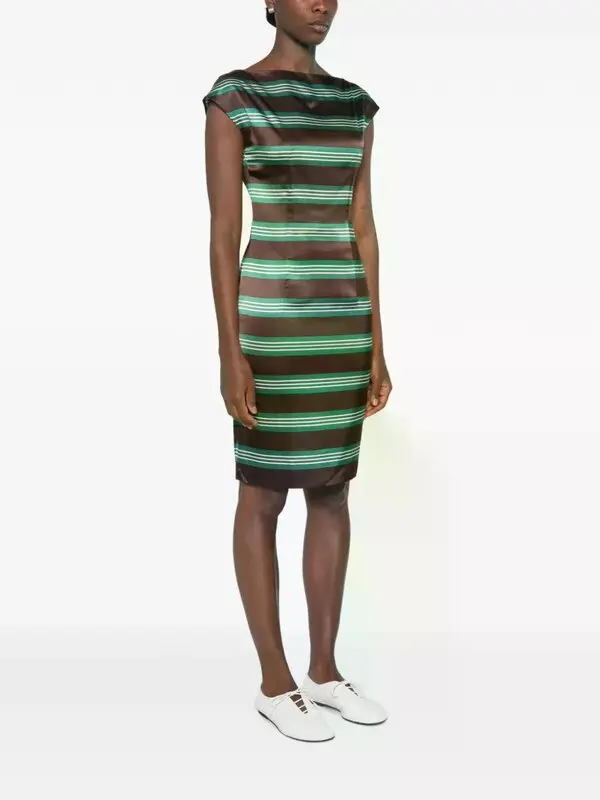 Prada Horizontal Stripe Sleeveless Mini Dress