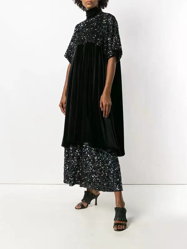 Talbot Runhof Asymmetrical Hem Sequined Dress