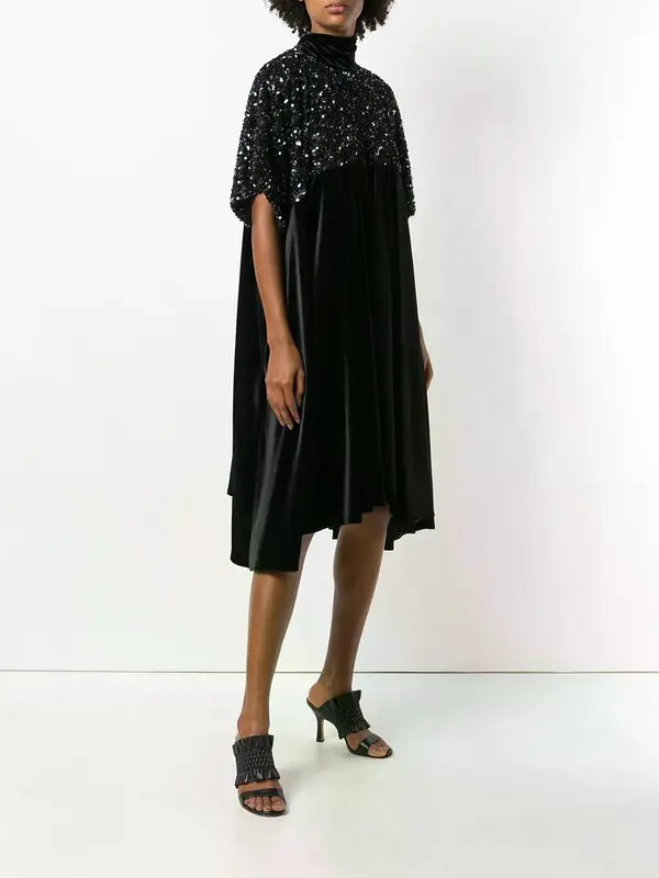 Talbot Runhof Asymmetrical Hem Sequined Dress