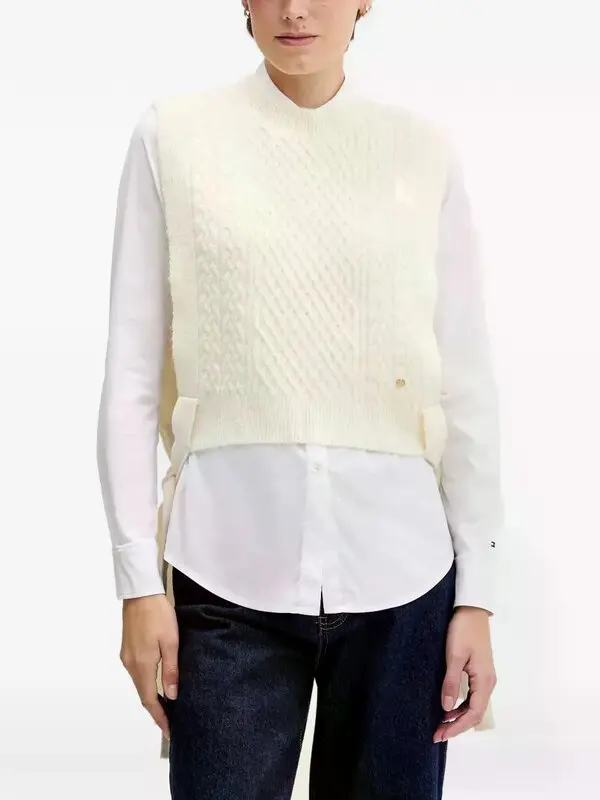 PEDRO DEL HIERRO Cable Knit Waistcoat With Tie Detail - Neutrals