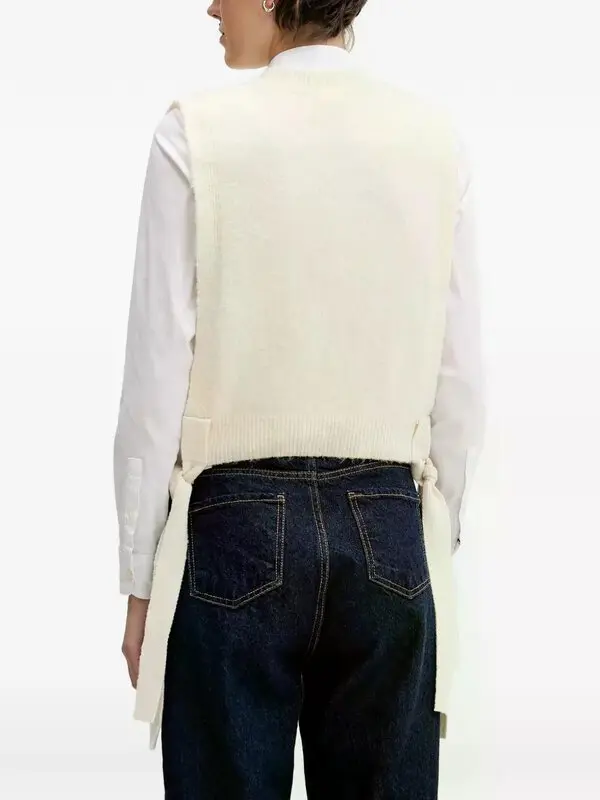 PEDRO DEL HIERRO Cable Knit Waistcoat With Tie Detail - Neutrals