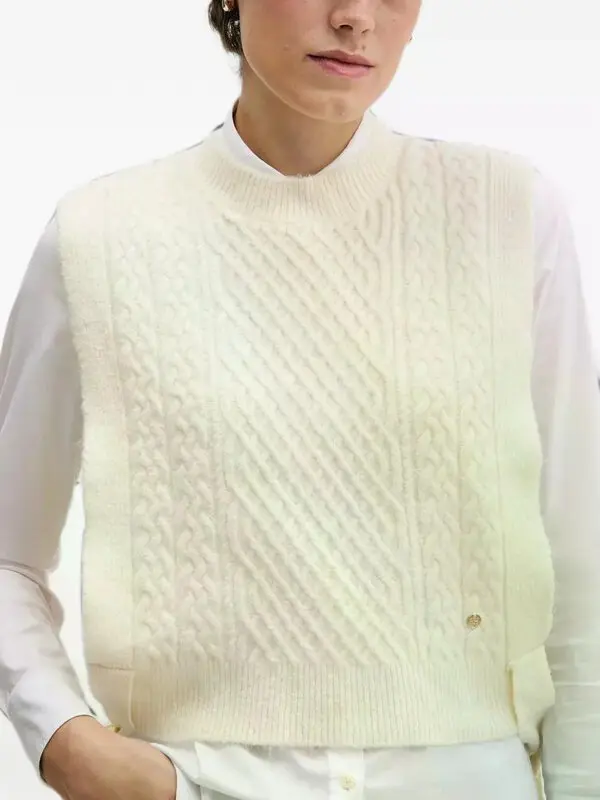 PEDRO DEL HIERRO Cable Knit Waistcoat With Tie Detail - Neutrals