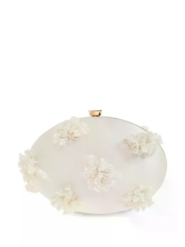 SELF-PORTRAIT Floral Appliqué Satin Clutch Bag