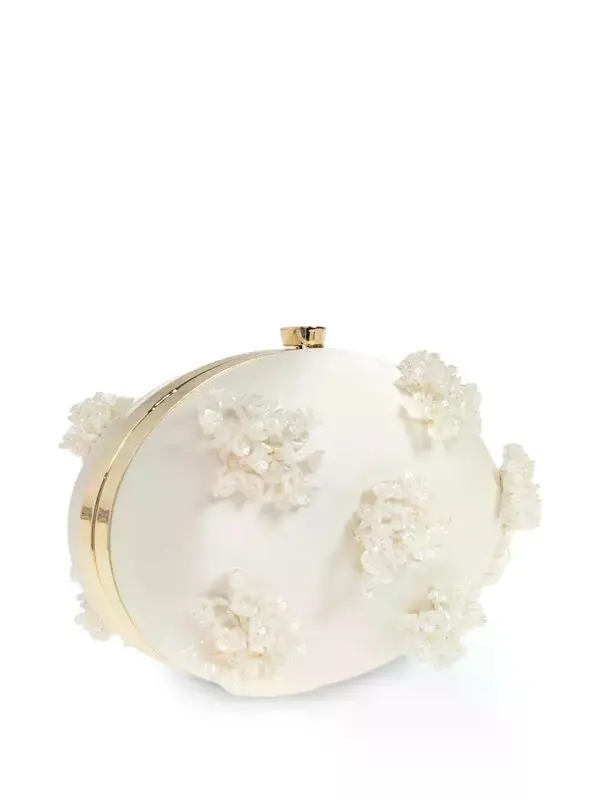 SELF-PORTRAIT Floral Appliqué Satin Clutch Bag