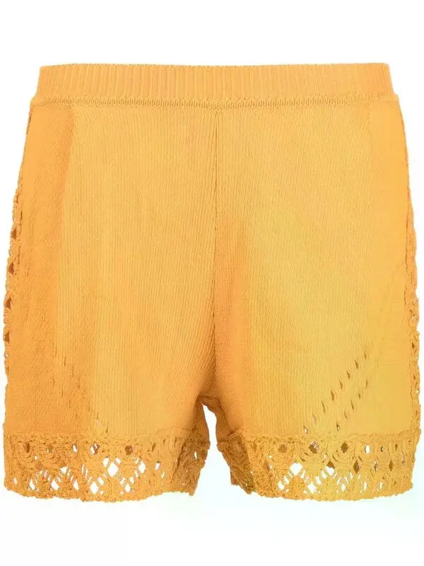Alberta Ferretti Geranium Cotton Open Knit Shorts - Orange