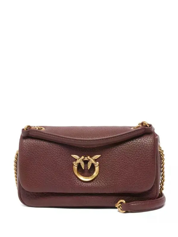 Pinko Love Birds Leather Shoulder Bag - Brown