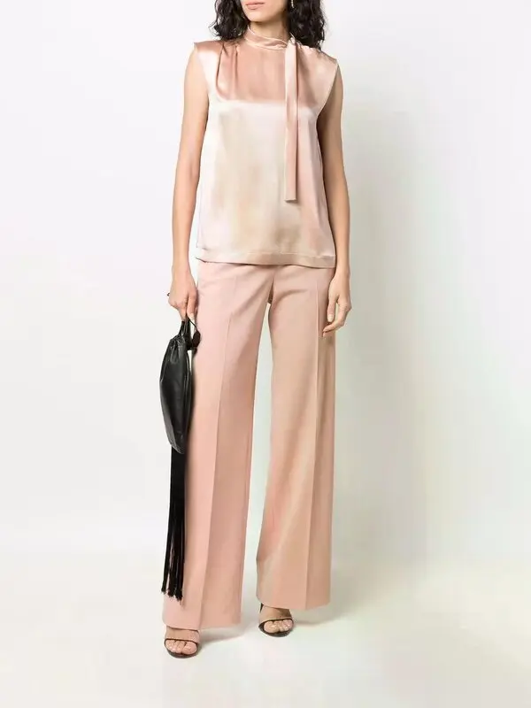 Alberta Ferretti Pussy-bow Silk Blouse - Orange