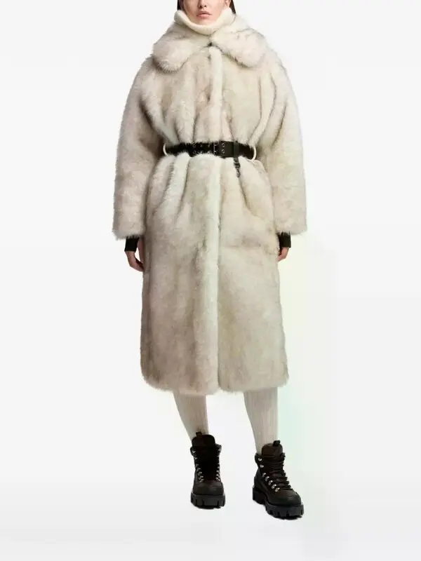 Moncler Faux Fur Belted Coat