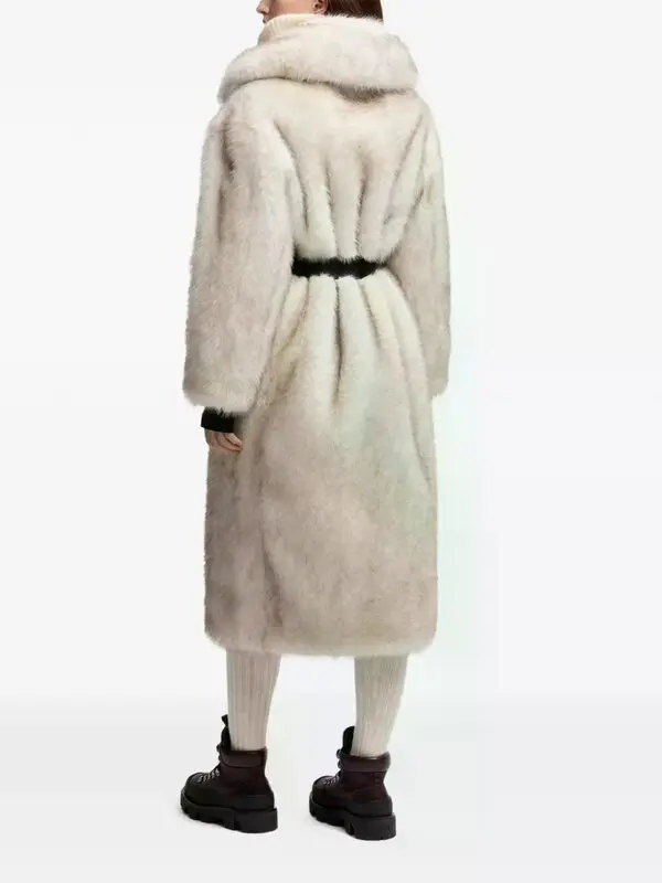 Moncler Faux Fur Belted Coat