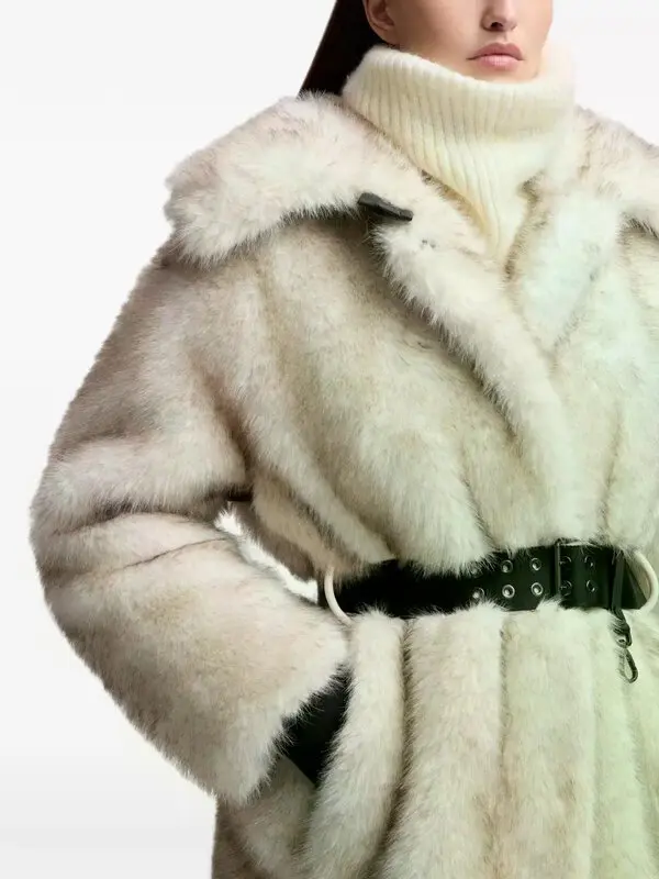 Moncler Faux Fur Belted Coat