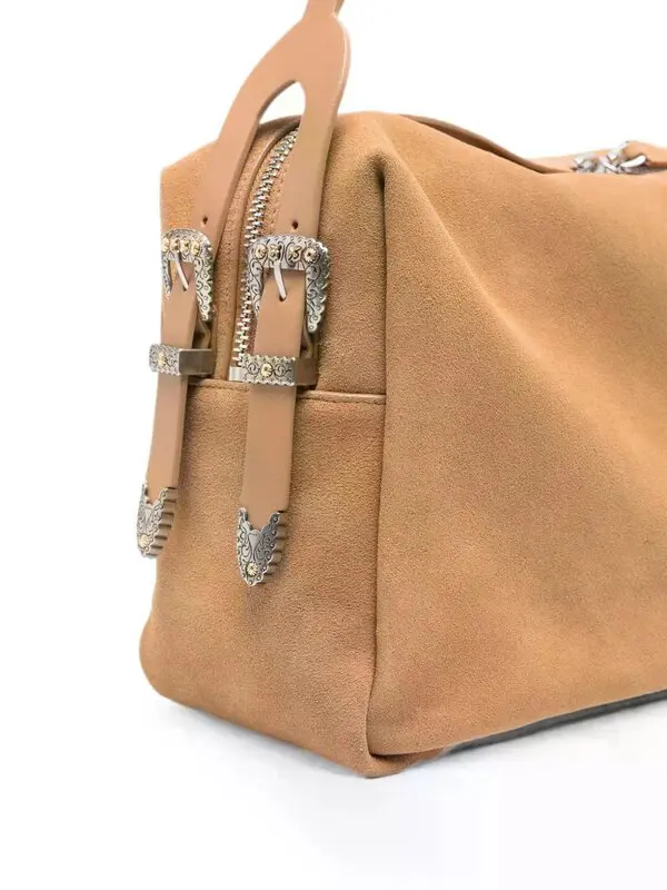 Pinko Large Keeper Suede Shoulder Bag - Neutrals