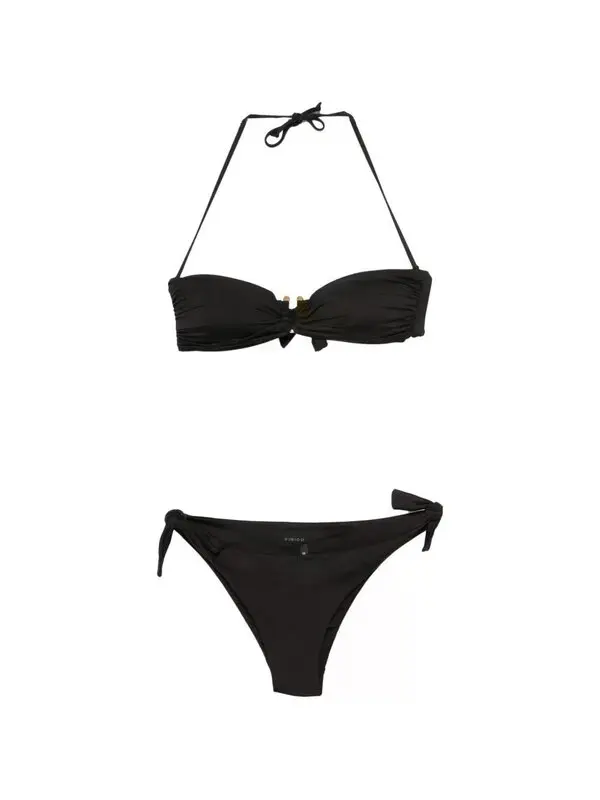FISICO Ruched Side-tie Bikini With Gold-tone Hardware - Black