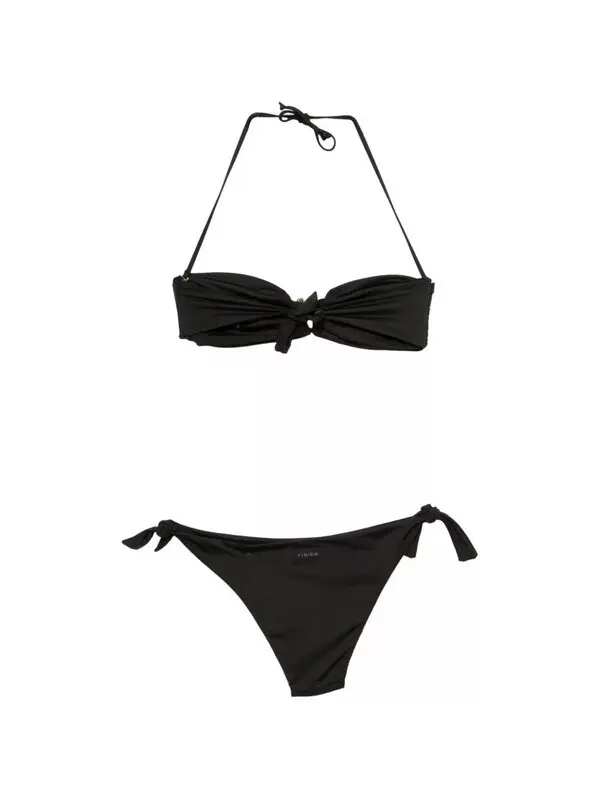 FISICO Ruched Side-tie Bikini With Gold-tone Hardware