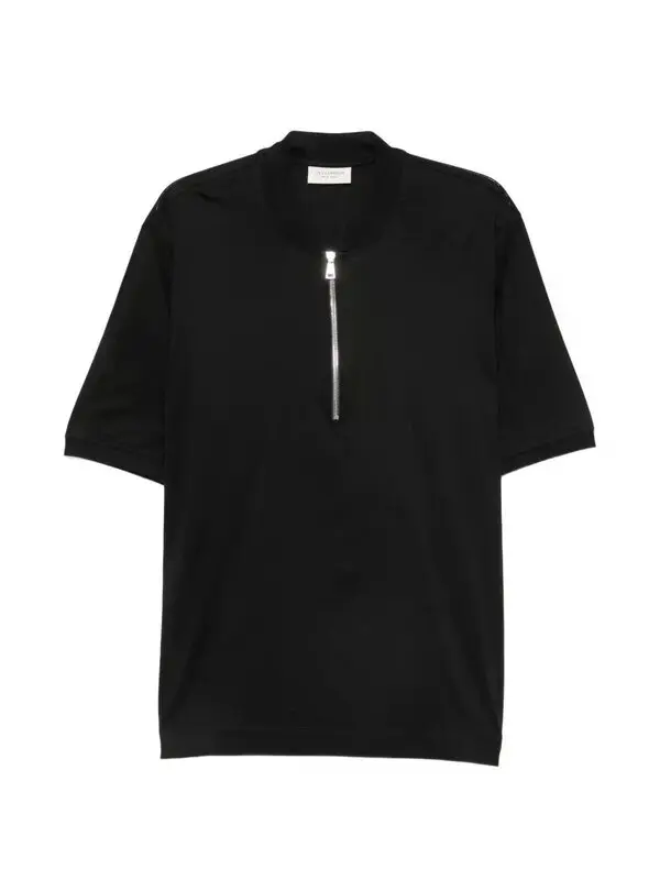 YES LONDON Quarter-zip Short-sleeve T-shirt - Black
