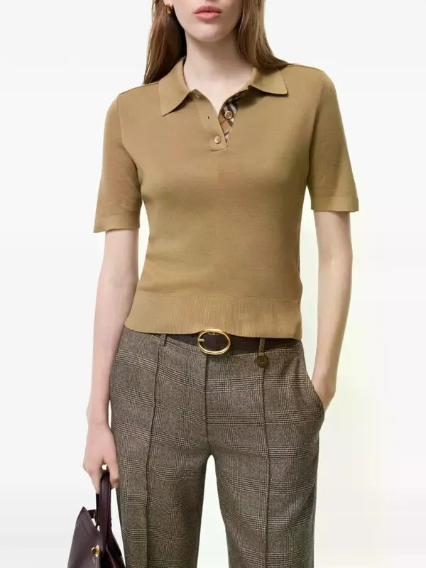 Burberry Lightweight Wool Polo Shirt With Signature Check Detail