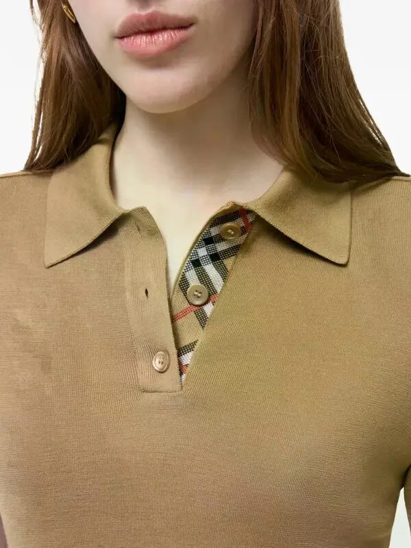 Burberry Lightweight Wool Polo Shirt With Signature Check Detail