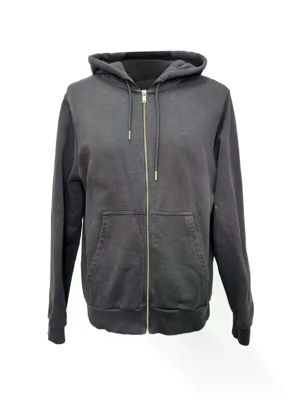 Sandro Logo Embroidered Zip-up Hoodie - Black