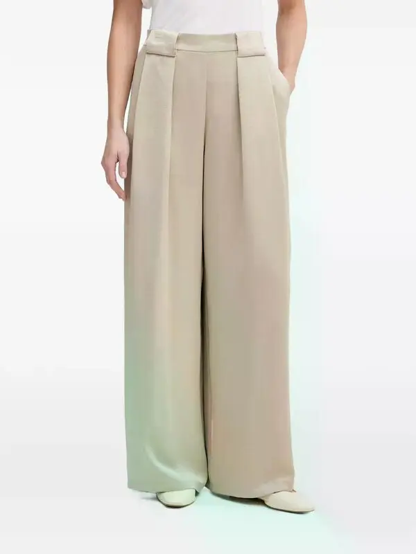 Dkny Pleated Wide-leg Palazzo Pants - Neutrals
