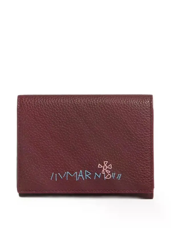Marni Burgundy Leather Mending Tri-fold Wallet - Red