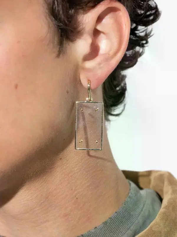 MAISON MARGIELA Rectangular Drop Earrings - Gold