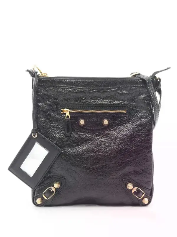 Balenciaga Textured Giant Flat Shoulder Bag - Black