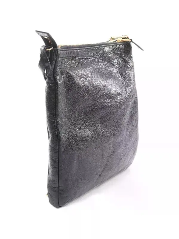 Balenciaga Textured Giant Flat Shoulder Bag - Black