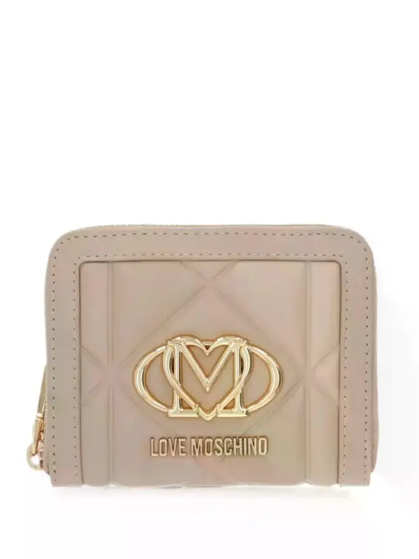 Moschino Quilted Logo-plaque Wallet - Neutrals