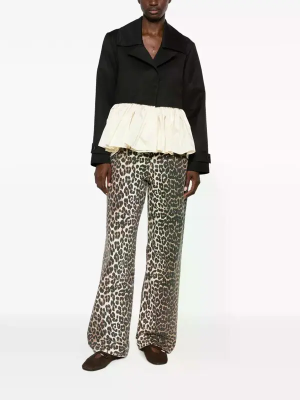 GANNI Leopard Print Wide Leg Jeans