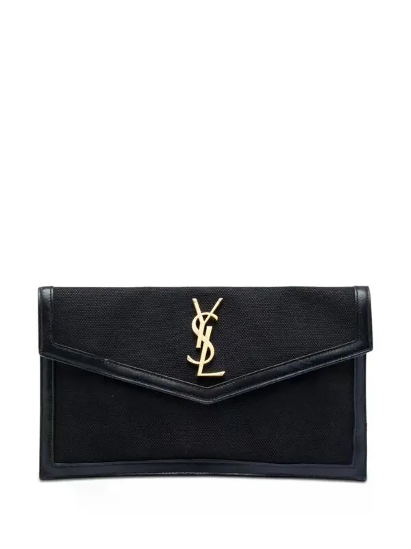 Saint Laurent Canvas Monogram Uptown Pouch Clutch Bag - Black