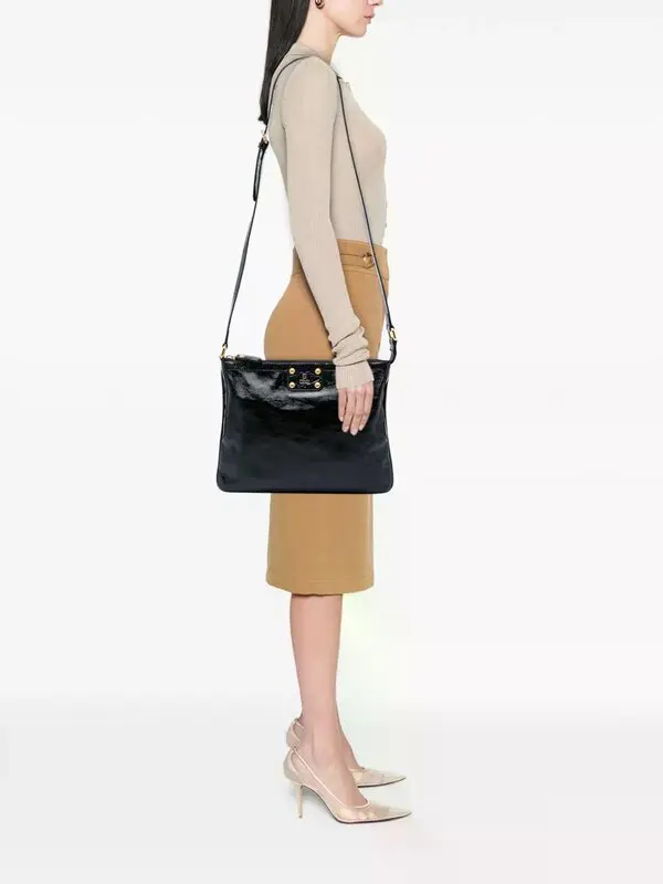 Fendi Crinkled Patent Crossbody Bag - Black