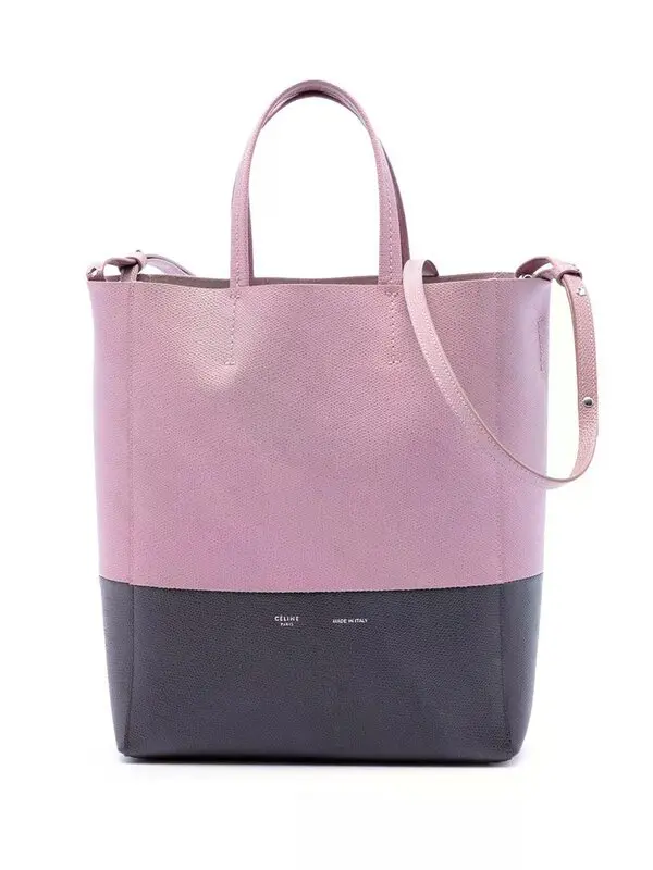 Celine Grained Calfskin Vertical Cabas Tote Satchel - Grey
