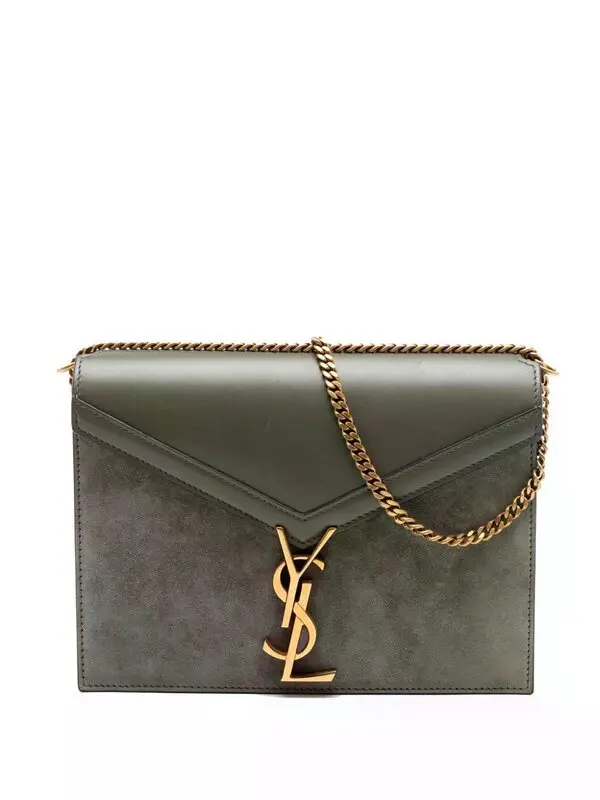 Saint Laurent Suede And Calfskin Cassandra Clasp Shoulder Bag - Brown