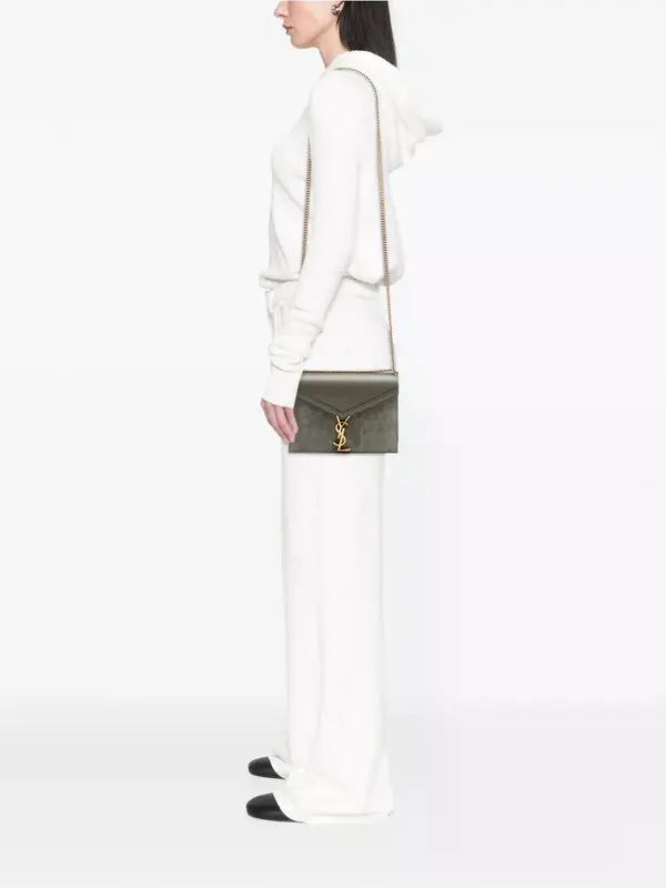 Saint Laurent Suede And Calfskin Cassandra Clasp Shoulder Bag