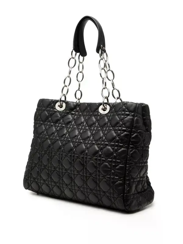 Dior Lambskin Cannage Lady Soft Shopping Tote Bag - Black