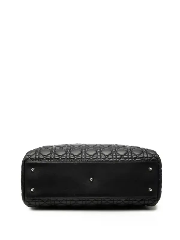 Dior Lambskin Cannage Lady Soft Shopping Tote Bag - Black