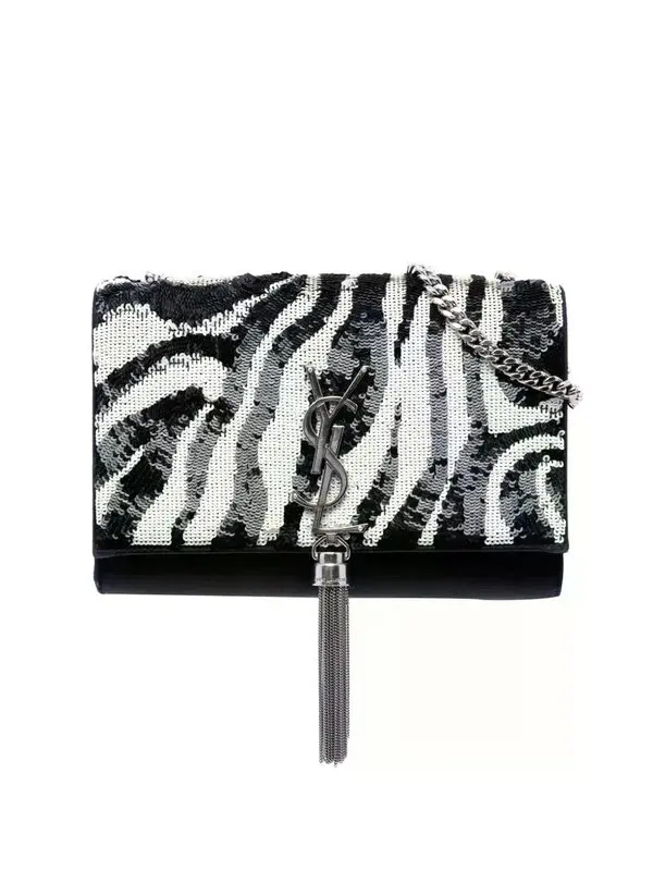 Saint Laurent Small Monogram Kate Zebra Sequin Crossbody Bag