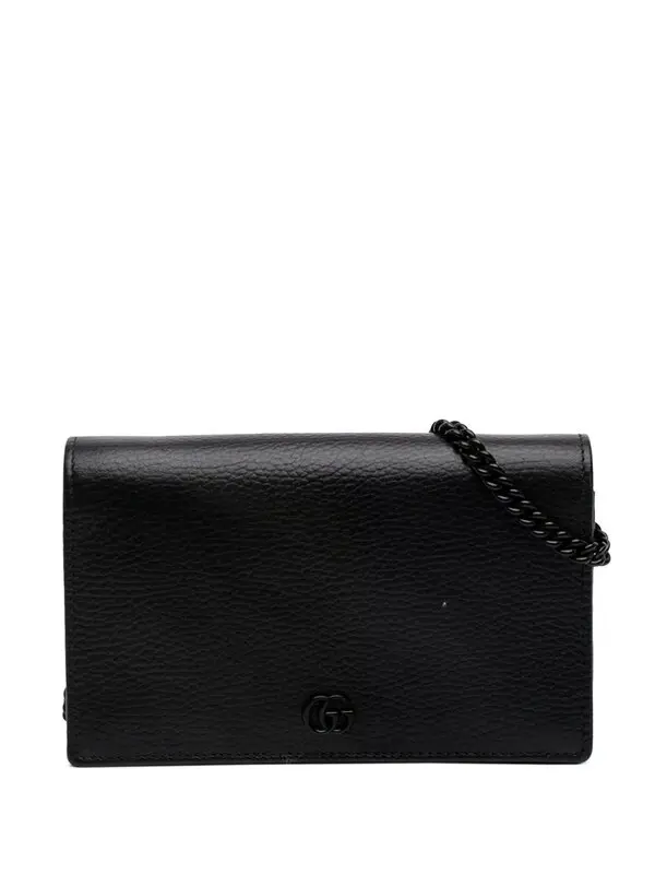 Gucci 2016-2026 Gg Marmont Calfskin Monochrome Wallet On Chain Crossbody Bag - Black